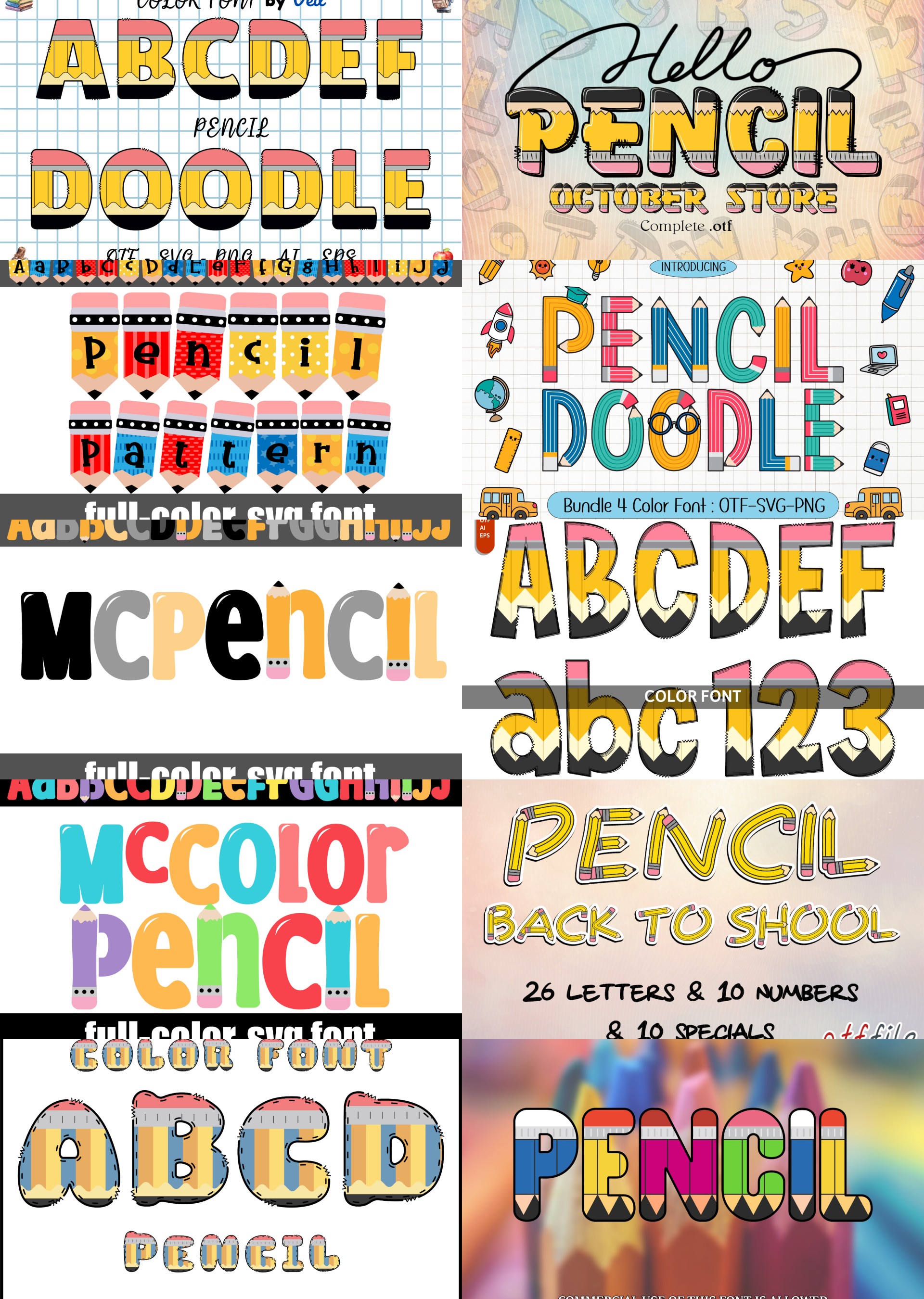 Pencil Color Fonts: Fun for the classroom