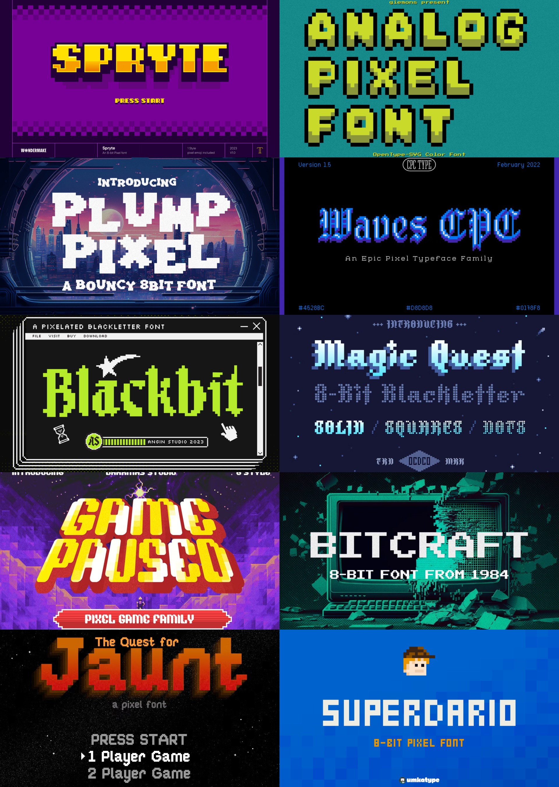 Video Game Pixel Fonts
