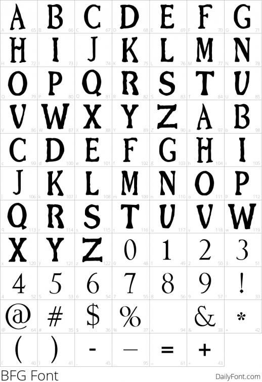 Download BFG Font at DailyFont.com