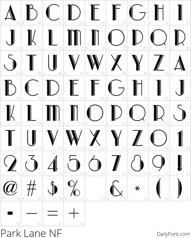 Park Lane by Nick's Fonts at DailyFont.com