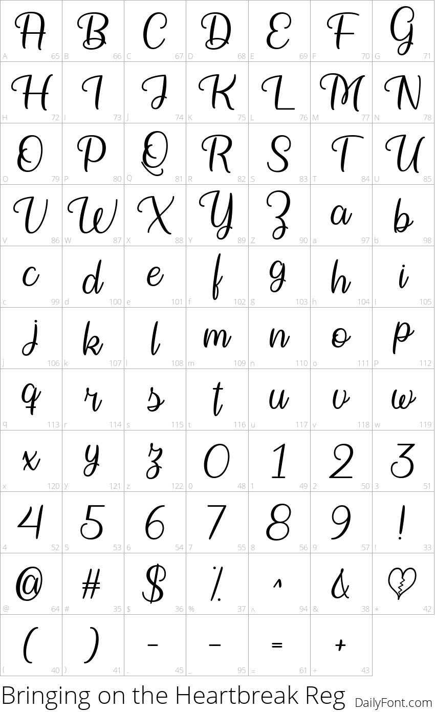 Bringing on the Heartbreak by Misti's Fonts at DailyFont.com