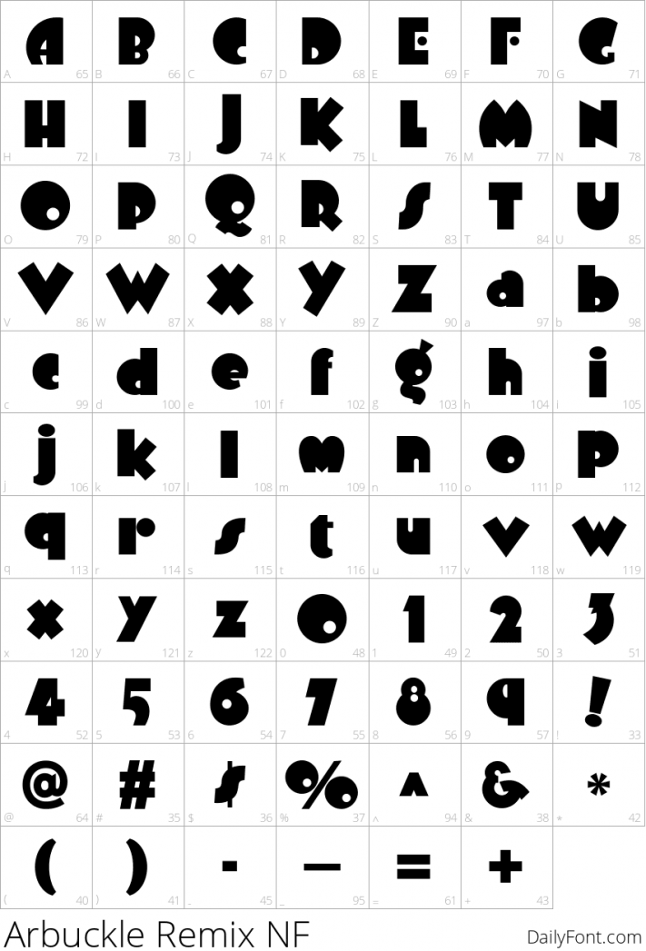 Arbuckle Remix NF by Nick's Fonts at DailyFont.com