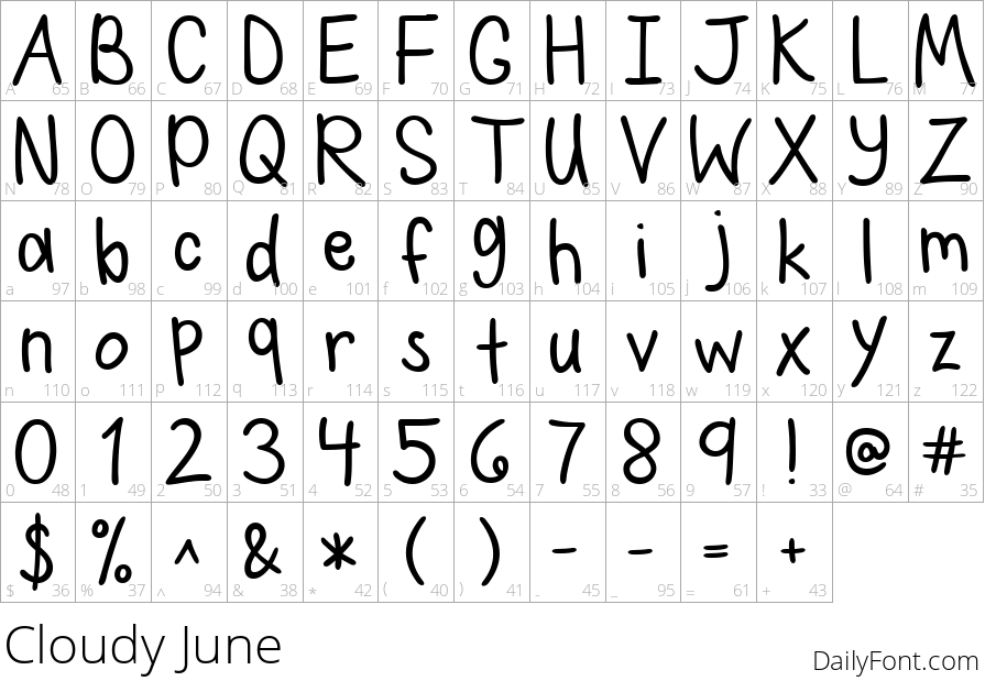 Cloudy June by Misti's Fonts at DailyFont.com