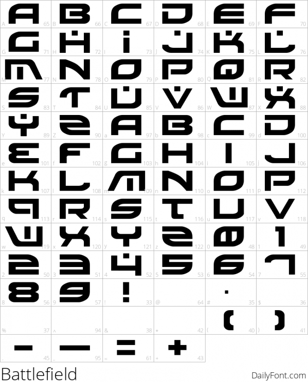 Battlefield by Iconian Fonts at DailyFont.com