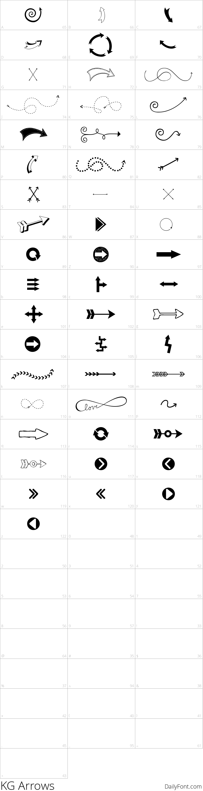 KG Arrows | Dingbat Font with Arrows and Symbols