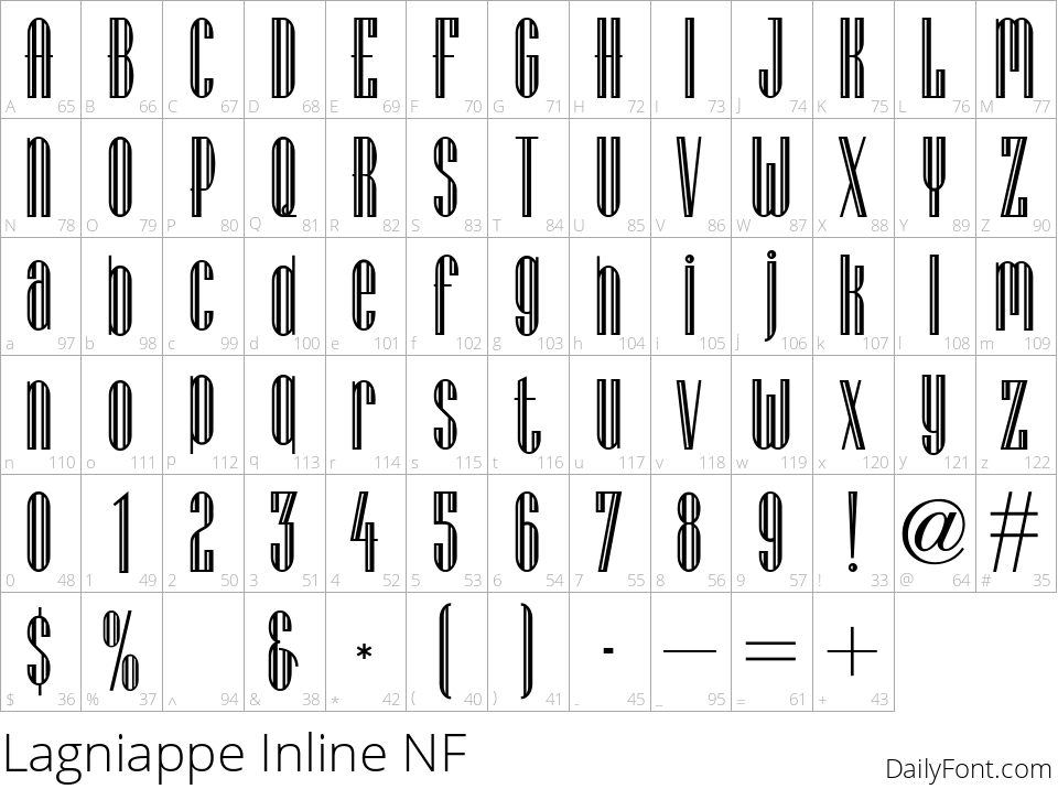Lagniappe Inline NF by Nick's Fonts at DailyFont.com