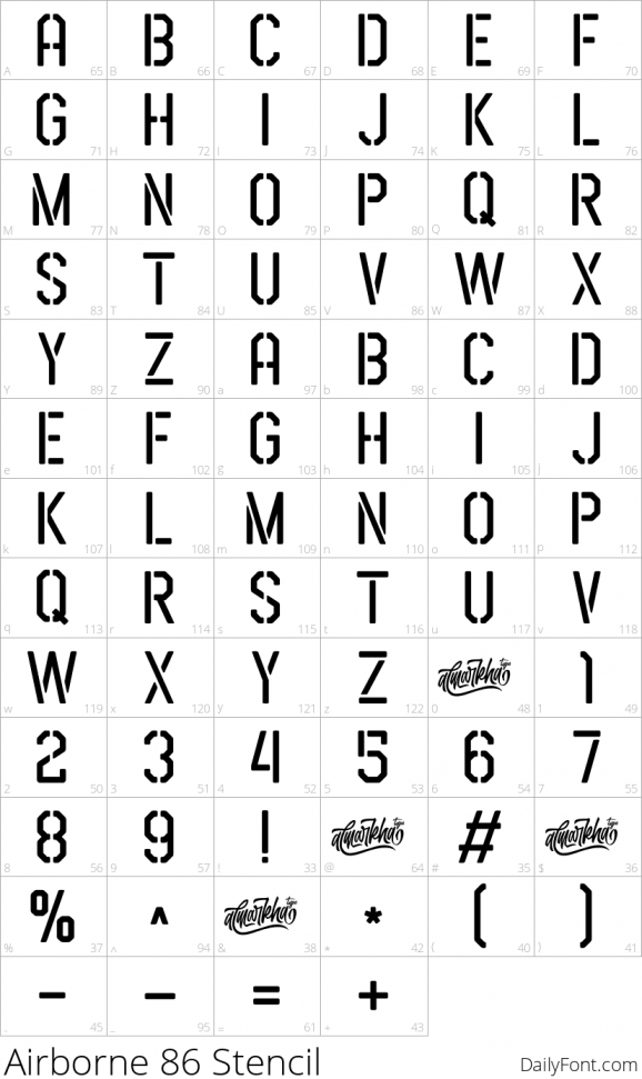 Download Airborne 86 Stencil at DailyFont.com