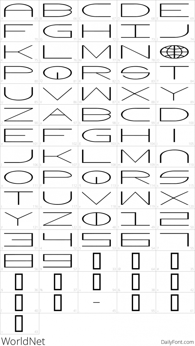 WorldNet by Iconian Fonts at DailyFont.com