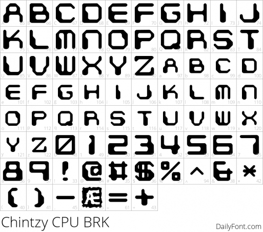 Chintzy CPU BRK by NIGMA Fonts at DailyFont.com