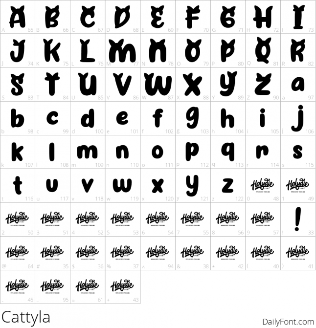 Cattyla Font :: Marker font with cat ears on capitals