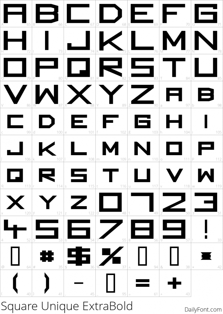 Square Unique ExtraBold by Dieter Schumacher at DailyFont.com