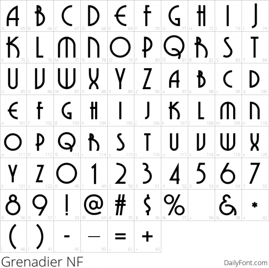 Grenadier by Nick's Fonts at DailyFont.com