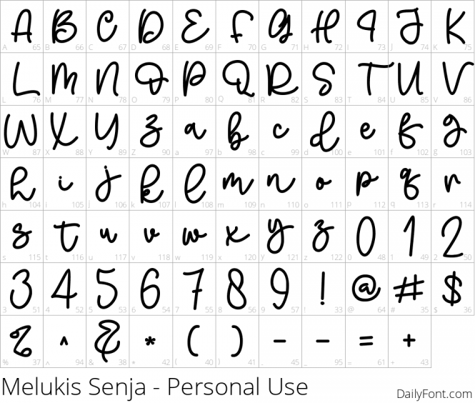 Melukis Senja by Stefani Letter at DailyFont.com