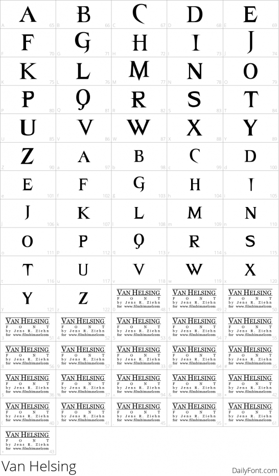 Van Helsing by Jens R. Ziehn at DailyFont.com
