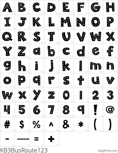 Download KB3 Bus Route 123 at DailyFont.com