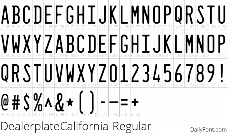Dealerplate California: Bold and Clean Sans Serif Font
