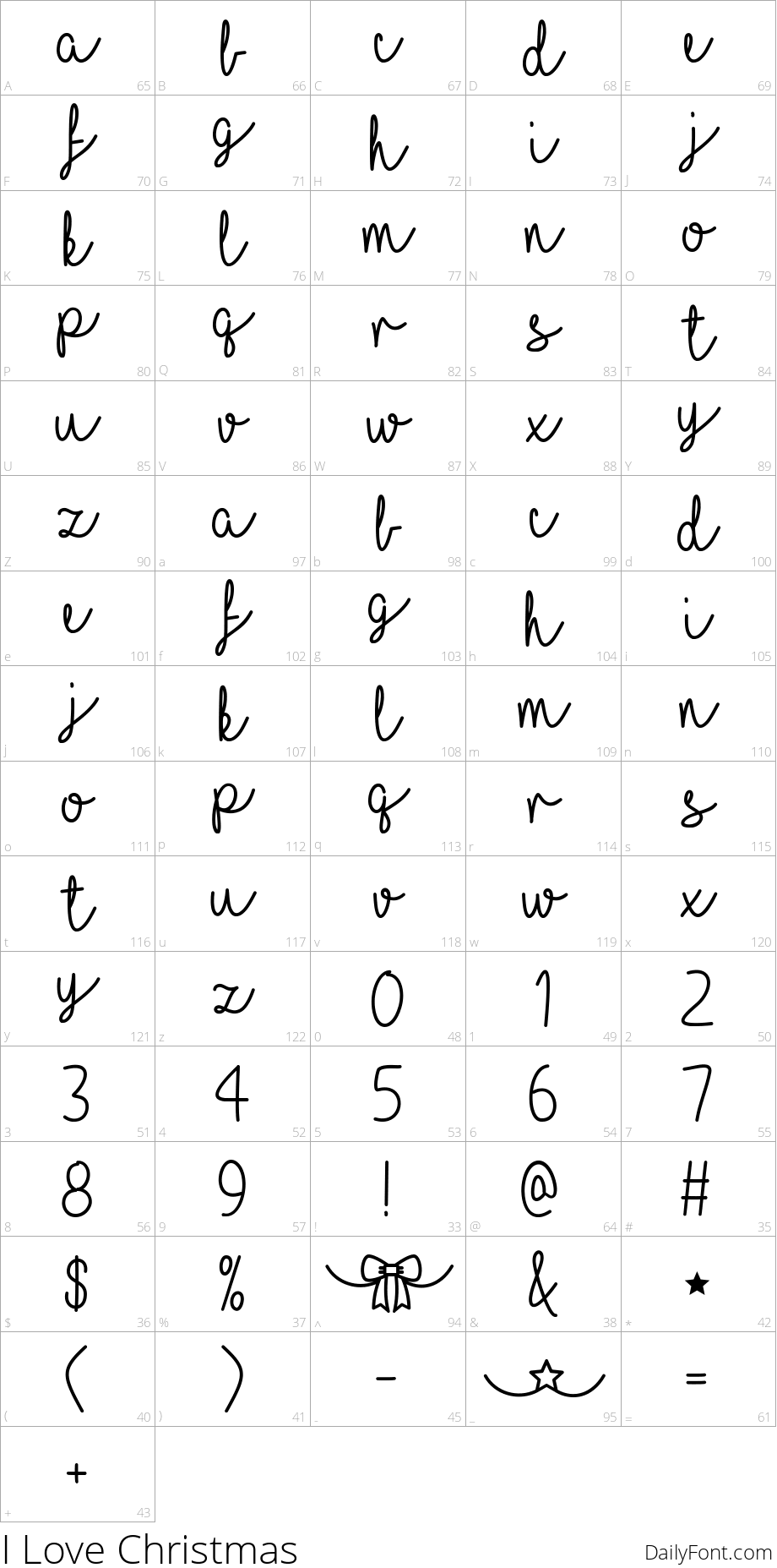 Add a touch of holiday cheer to your designs with I Love Christmas font