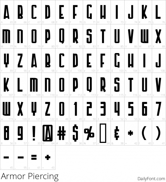 Armor Piercing by Nate Piekos at DailyFont.com
