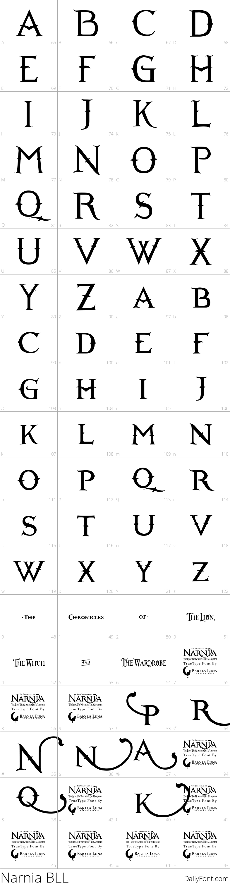 Narnia BLL by Luis Huacuja Garca at DailyFont.com