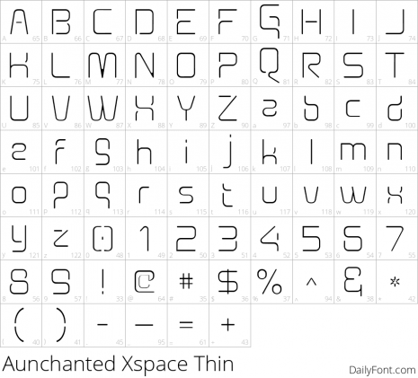 Aunchanted Xspace Thin by Graham Meade at DailyFont.com