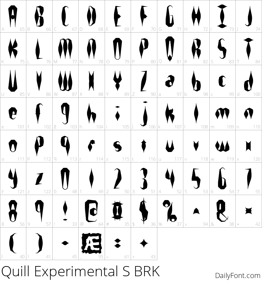 Quill Experimental S BRK by NIGMA Fonts at DailyFont.com
