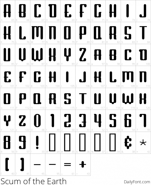 Download Scum of the Earth at DailyFont.com