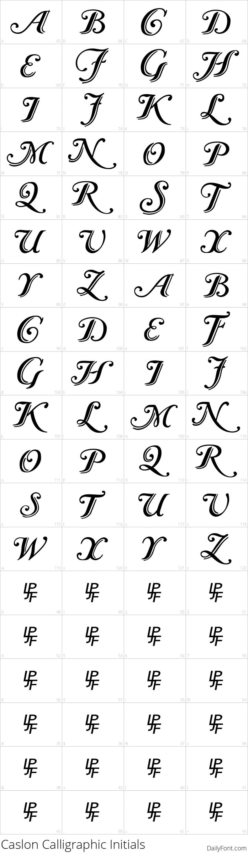 Download Caslon Calligraphic Initials at DailyFont.com