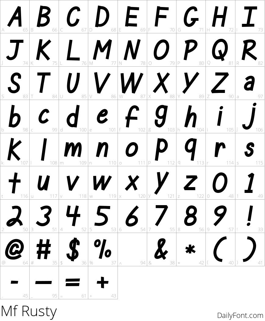 Mf Rusty by Misti's Fonts at DailyFont.com