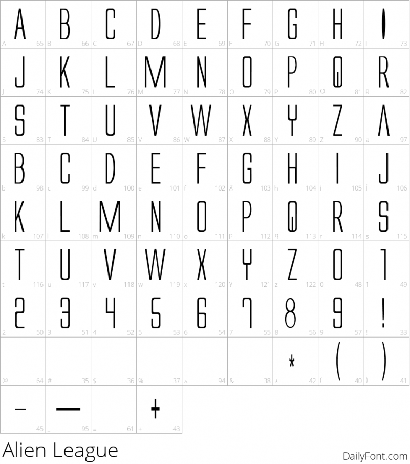 Download Alien League at DailyFont.com