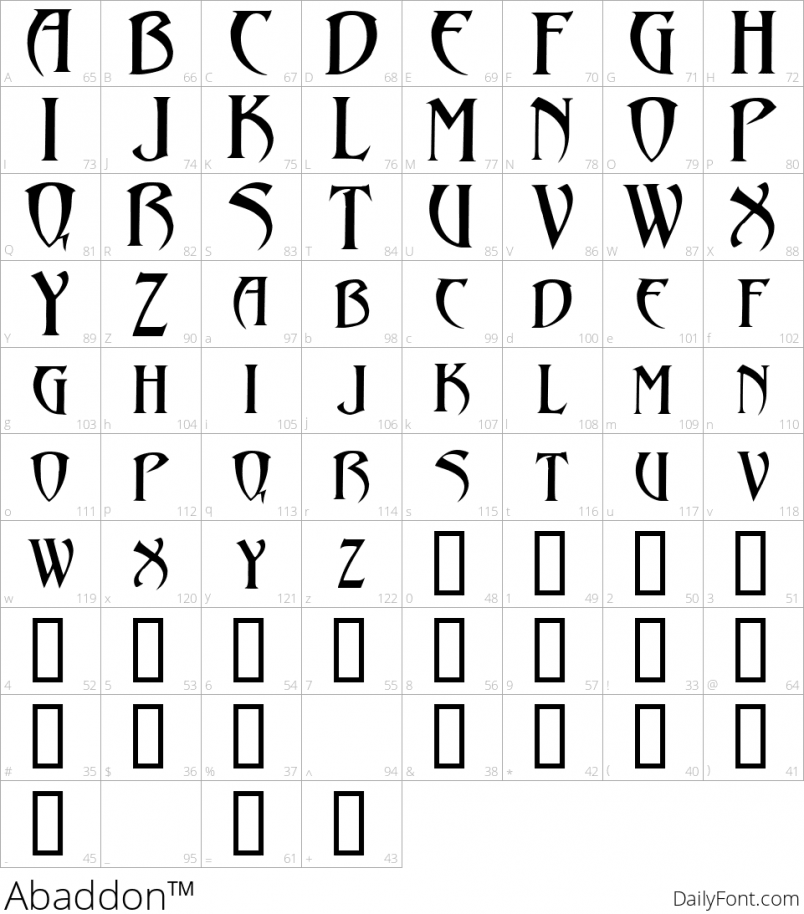 Abaddon™ by David F Nalle at DailyFont.com